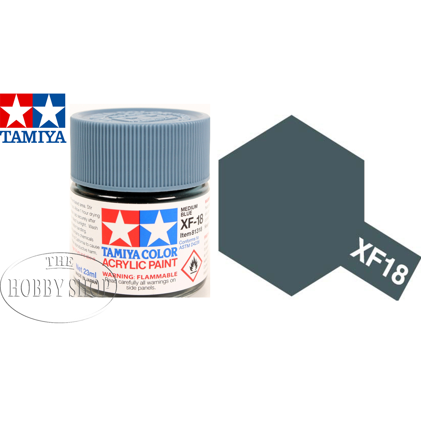 Tamiya XF-18 Flat Medium Blue Enamel (23ml) - The Hobby Shop