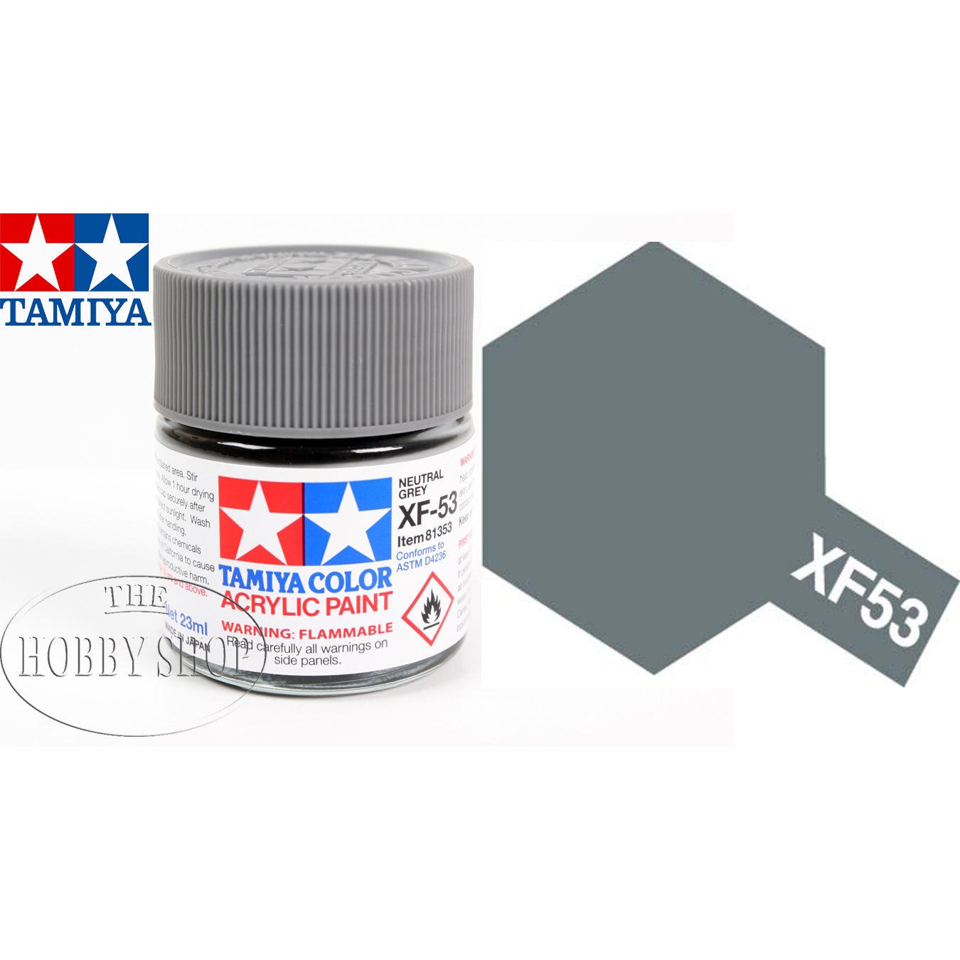 Tamiya XF-53 Flat Neutral Grey Acrylic (23ml) - The Hobby Shop