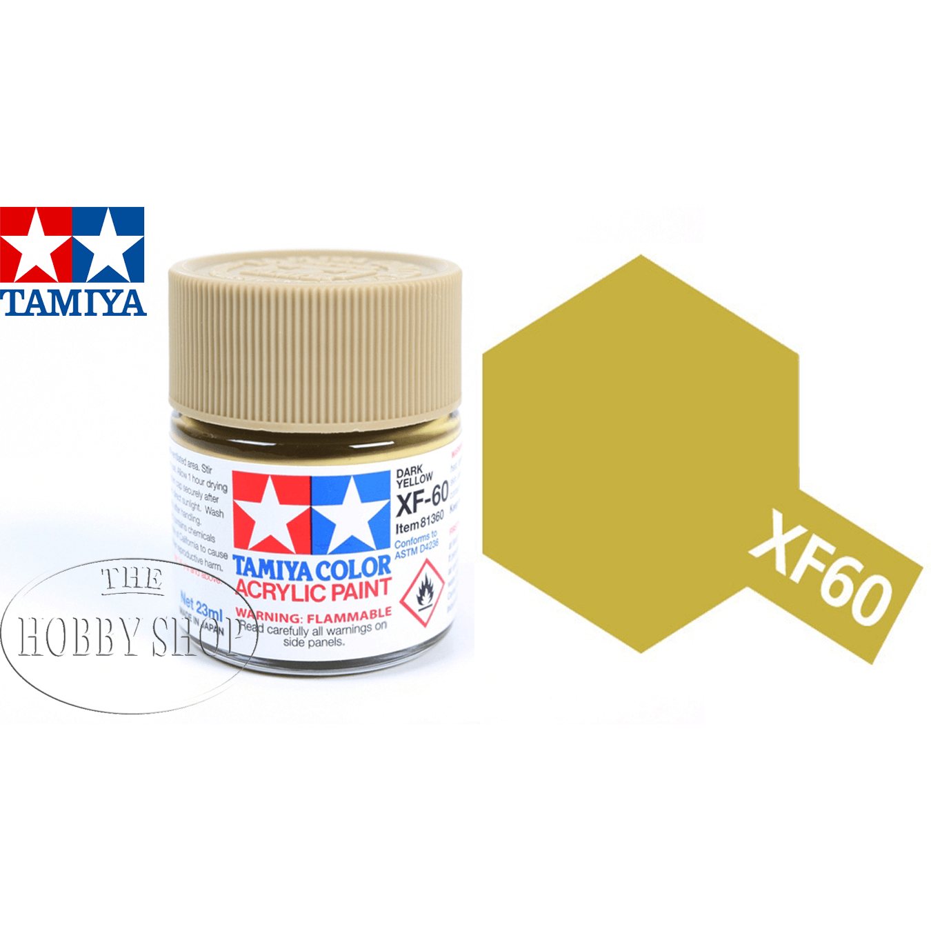 Tamiya XF-60 Flat Dark Yellow Enamel (23ml) - The Hobby Shop