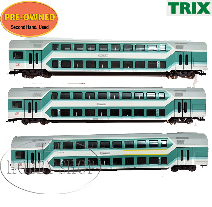 Fleischmann 1/87 HO Double-decker Coaches 1/2nd class & 2nd Class, type DBz.750 of the DB AG ...