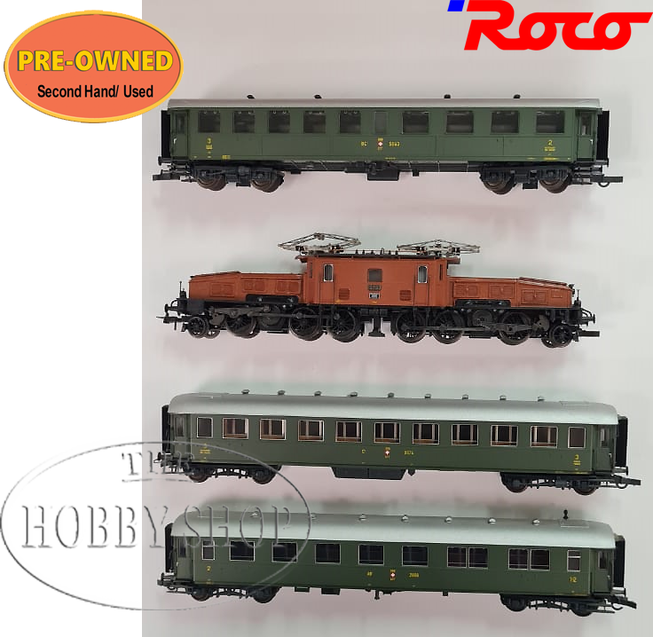 Roco 1/87 HO Br. Ce 6/8 E-locomotive "Crocodile" with SBB Passenger ...